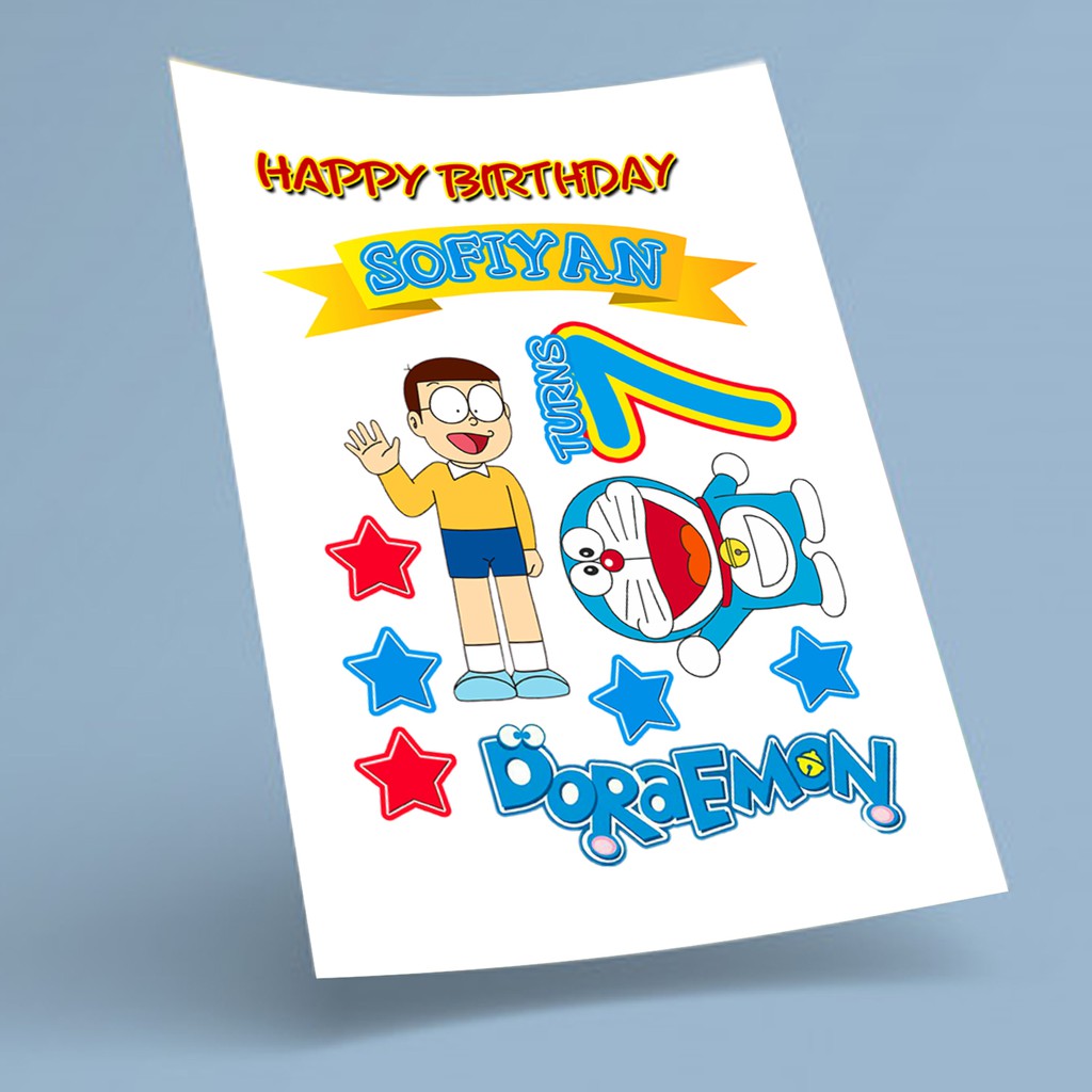 DORAEMON CUSTOM NAME & AGE [JPEG FORMAT/FILE] [CAKE TOPPER] [PRINT ...