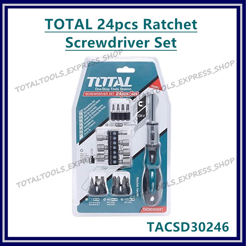 TOTAL 24pcs Ratchet Screwdriver Set - (TACSD30246 ) | Shopee Malaysia