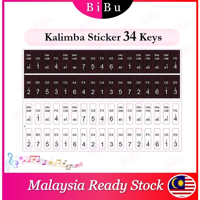 34 keys Kalimba Sticker Thumb Piano Sticker 34 音拇指琴贴纸 | Shopee Malaysia