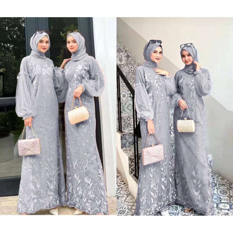 Maxi MODELA ML XL XXL GAMIS BROCAT TILE PEARL FULL FRONT BACK GAMIS ...