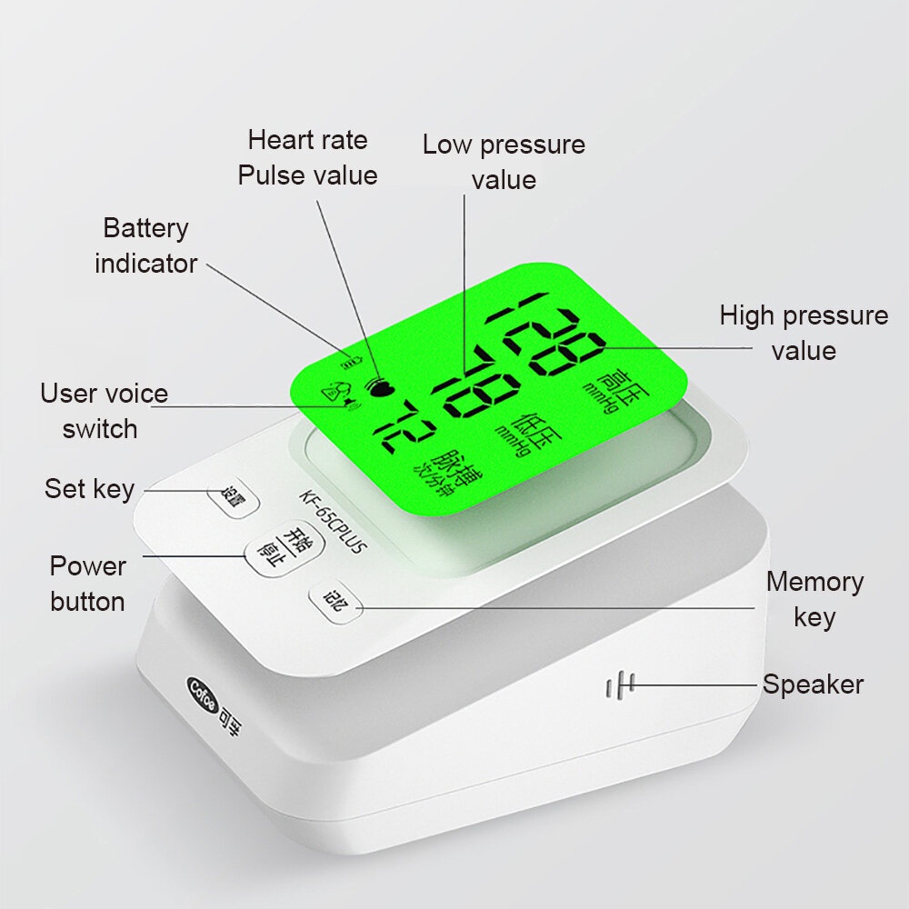 LZ-Cofoe KF-65CPLUS Upper Arm Blood Pressure Machine with USB Charger Dual User Digital BP Set ...