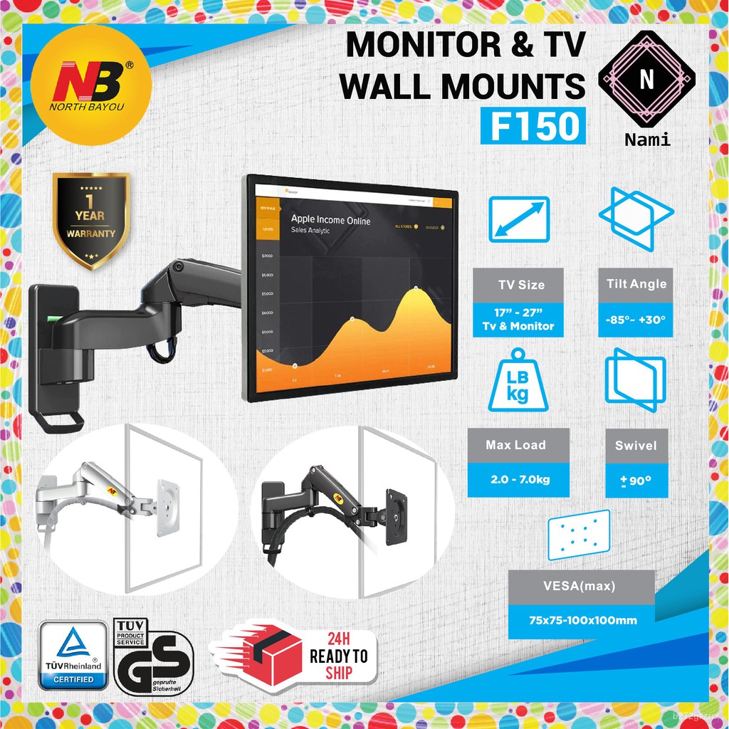 OdsC NB North Bayou F150 17 to 27 Inch Gas Strut Monitor TV Wall ...