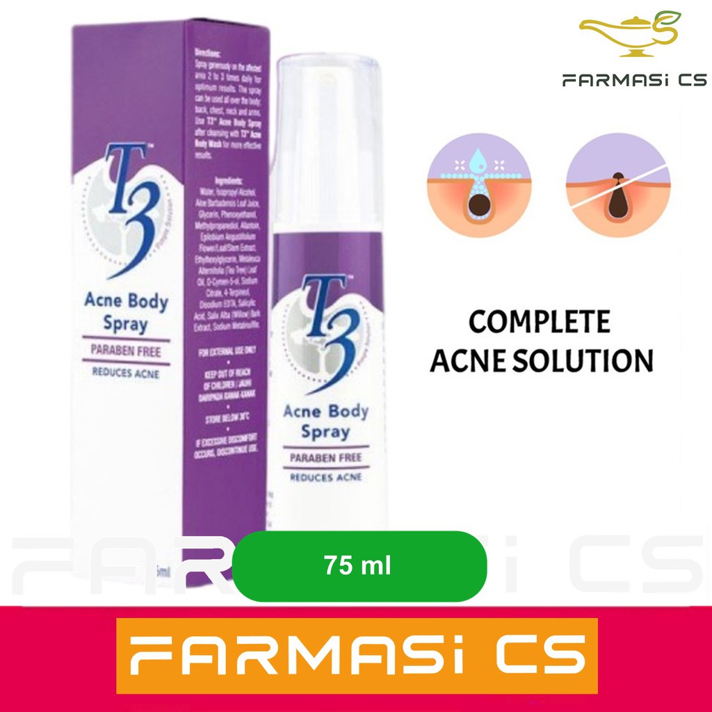 T3 Acne Body Spray 75ml EXP:02/2027 [ Tea Tree Oil Reduces Acne Farmasi ...