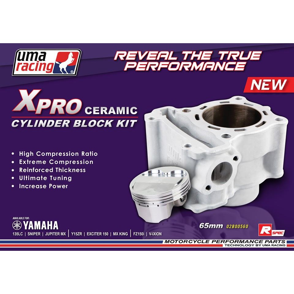 UMA RACING X-PRO BLOCK Y150ZR LC135 62 MM / 65 MM Block For Super head ...