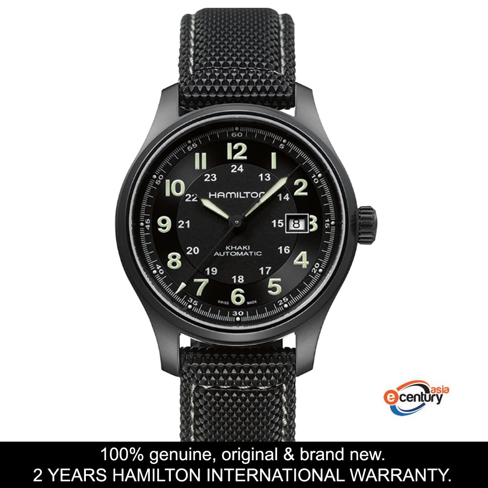 Hamilton H70575733 Men's Automatic Khaki Field Titanium 42MM Black ...