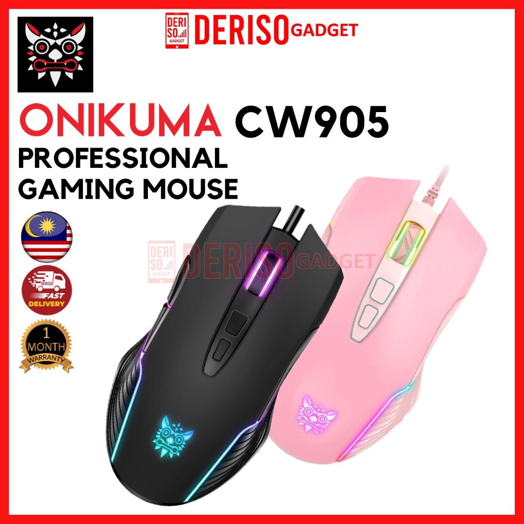 DERISO ONIKUMA CW905 6400 DPI Wired Gaming Mouse USB Game Mice 7 Buttons Design Breathing LED ...