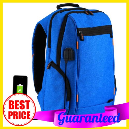 Outdoor Charging Backpack with USB Port (Blue) | Shopee Malaysia