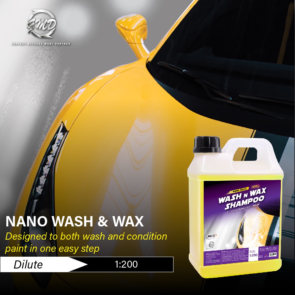 GMD Nano Wash & Wax 2 In 1 Car Shampoo (4kg) Car Wash Shampoo And ...