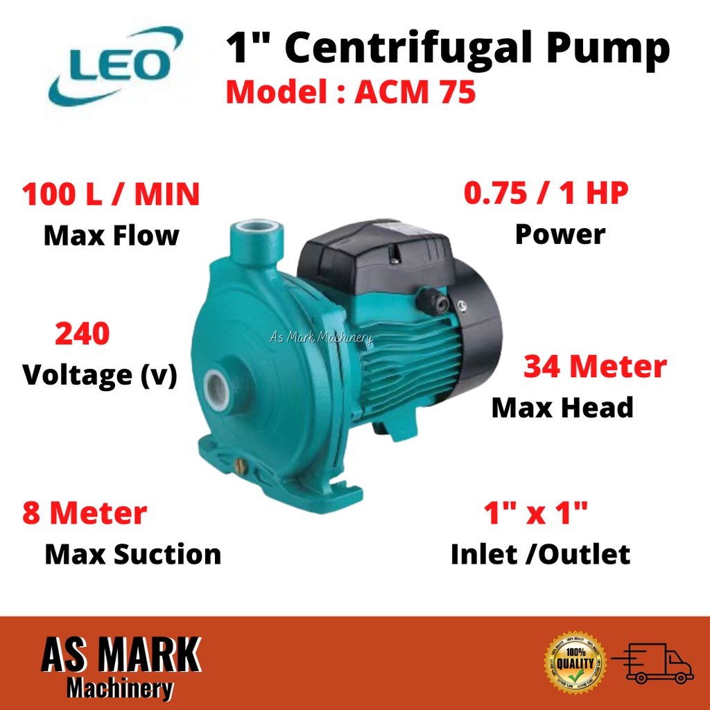 🔥[FREE VOUCHER]🔥 LEO ACM 75 Centrifugal Water Pump Pam Air 0.75KW 1 HP 1" | Shopee Malaysia