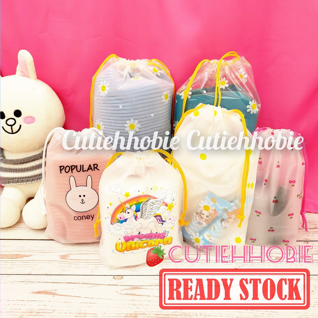 Transparent Portable Drawstring Storage Bag Travel Cosmetic Pouch ...