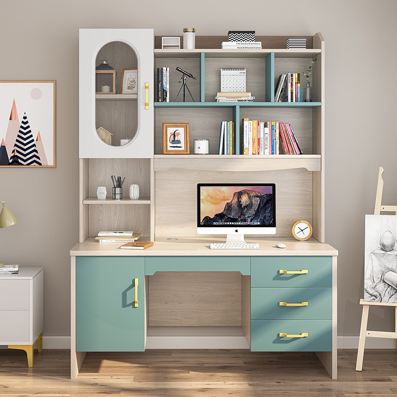 Computer desk desk bookcase combination study desk bookcase one writing ...