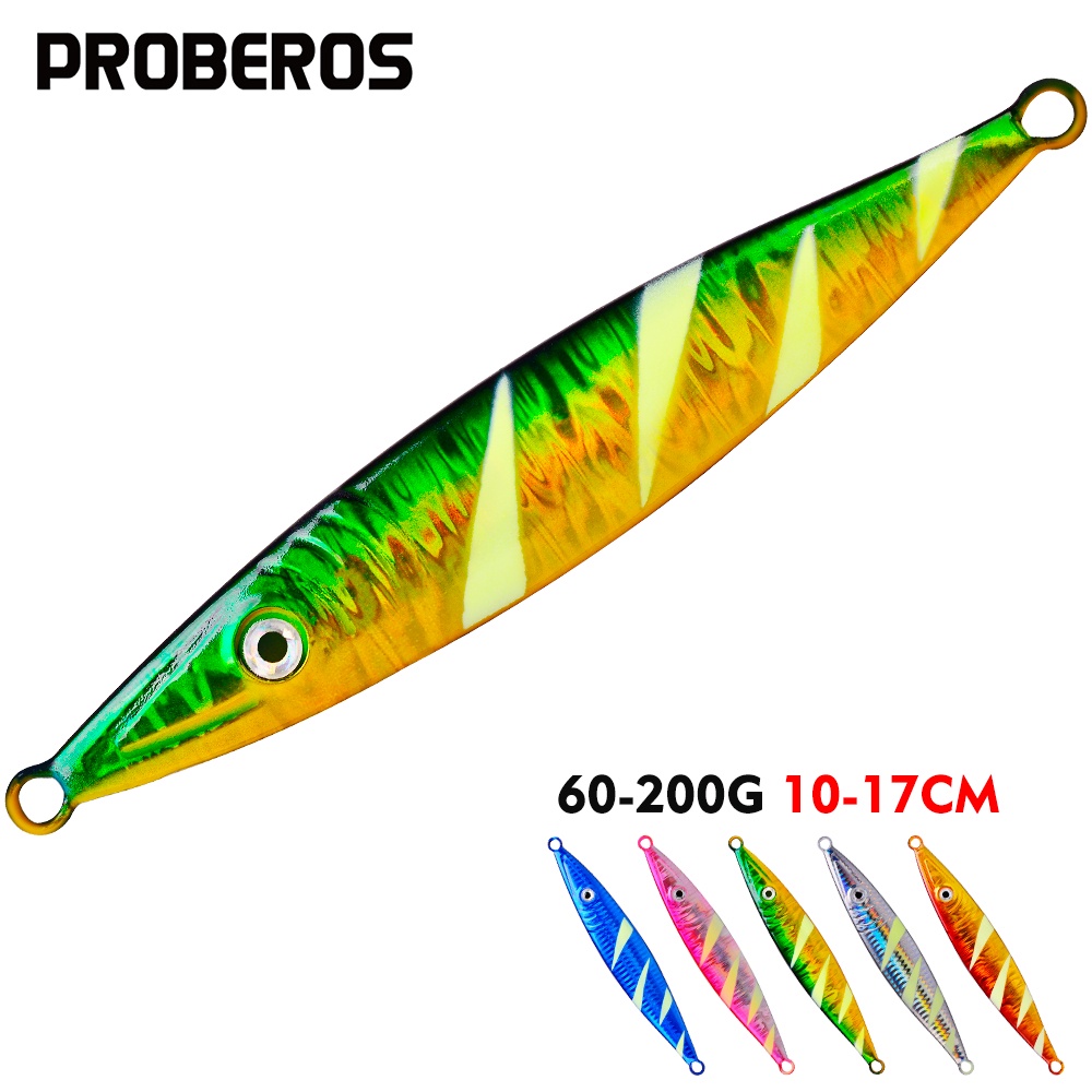 PROBEROS Metal Jig Fishing Lure Bass Fluoresce Bait 60g-200g Lead Fish ...