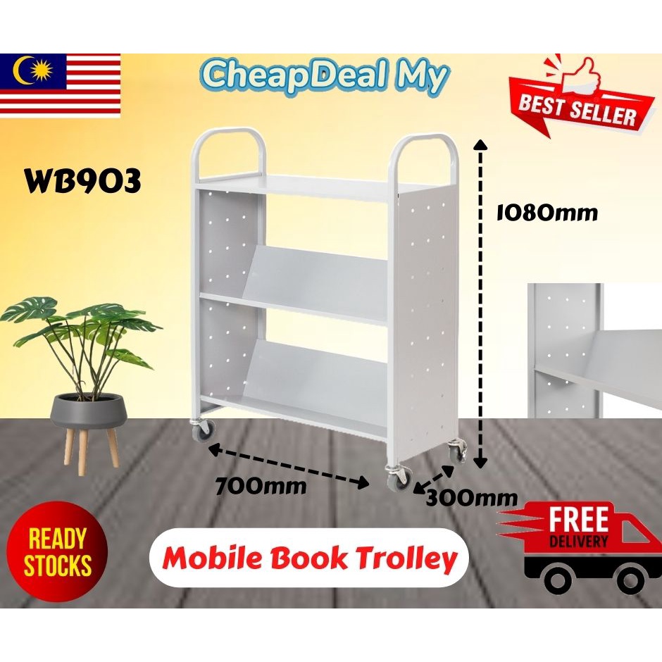 Quality Mobile Book Trolley Heavy duty ( 3 layer ) | Shopee Malaysia