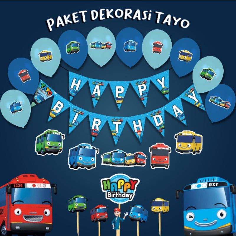 HIASAN DINDING Complete PACKAGE OF TAYO HAPPY BIRTHDAY DECORATIONS TAYO ...