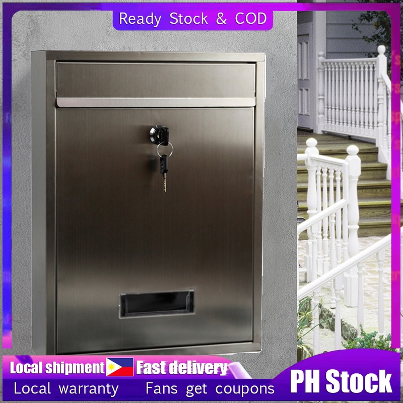 304 stainless steel mailbox household hanging mailbox can be locked ...