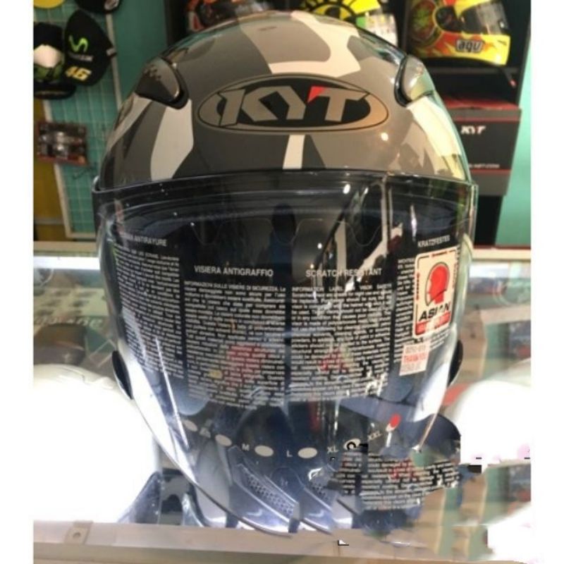 KYT HELLCAT OPEN FACE HELMET MIMETIC(GREY/MATT GREY) | Shopee Malaysia