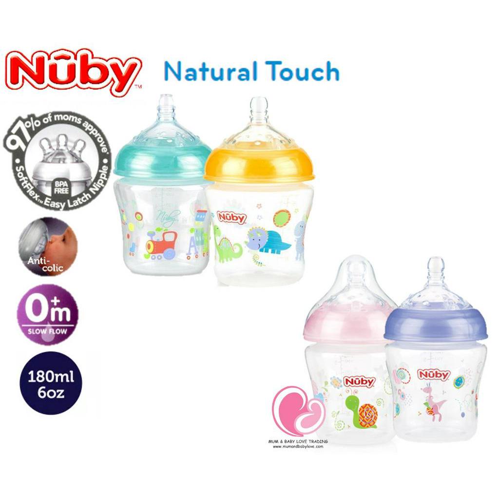 Nuby Natural Touch Feeding Bottle 6oz/ 180ml (Single / Twin Pack) | Shopee Malaysia