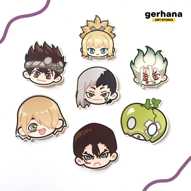 Dr Stone Chibi Sticker | Senku, Kohaku, Gen, Chrome, Suika, Kinro ...