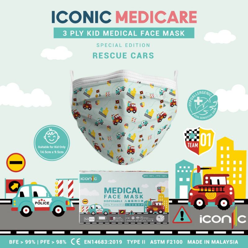 ICONIC MEDICARE [SPECIAL EDITION] RESCUE CARS KIDS 3 PLY MEDICAL ...