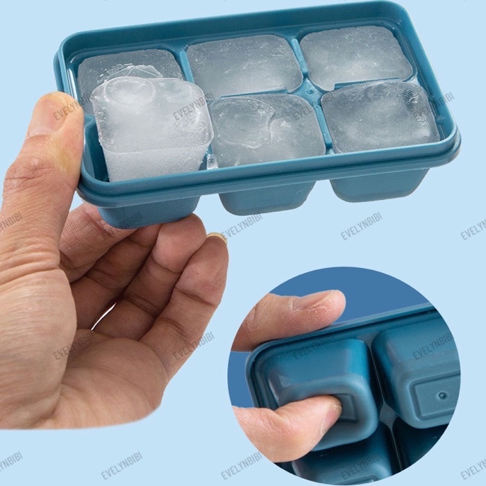 6 Grids Silicone DIY Ice Tray With Cover Quick Freezer Household ...