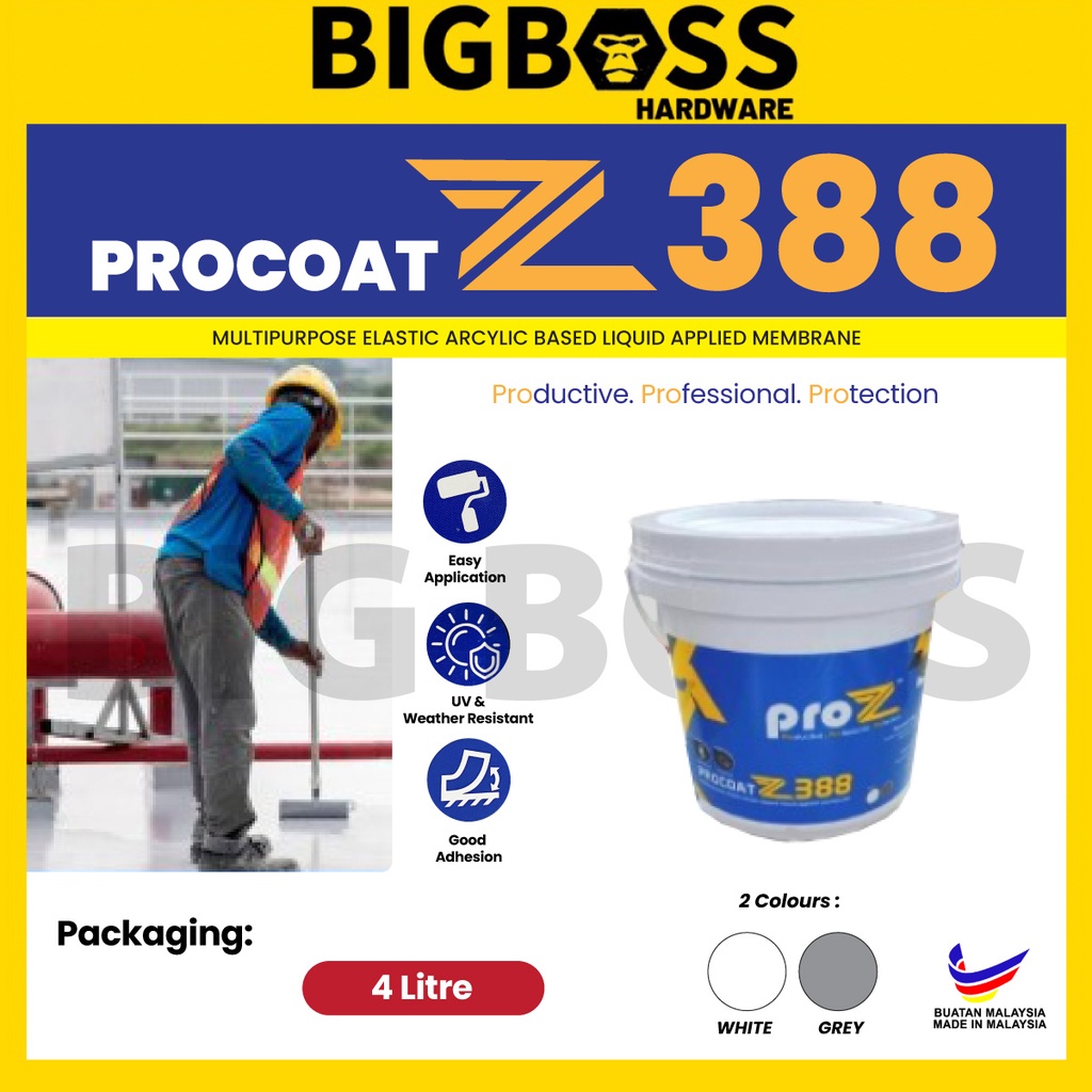 4L PROCOAT Z388 Multipurpose Elastic Acrylic Based Liquid Applied ...