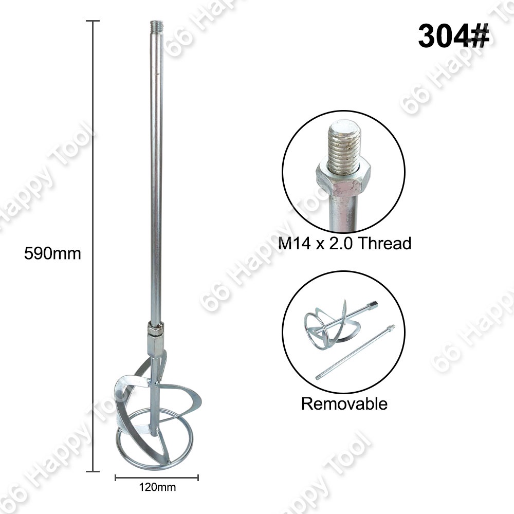 Screw Type Paint Mixer 60cm M14 Thread Steel Cement Mixer 24" Heavy ...