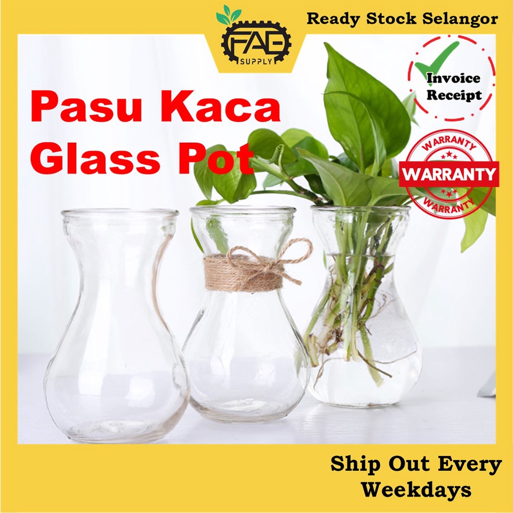 Pasu Kaca Glass Vase flower pot plant vase home office decoration ...