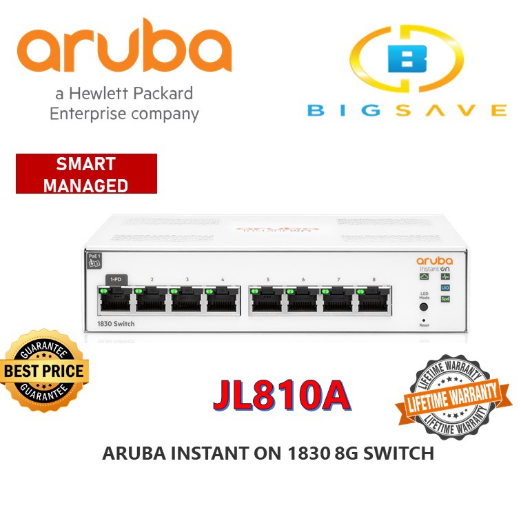 ARUBA JL810A INSTANT ON 1830 8G ENTRY LEVEL, SMART MANAGED SWITCHES ...