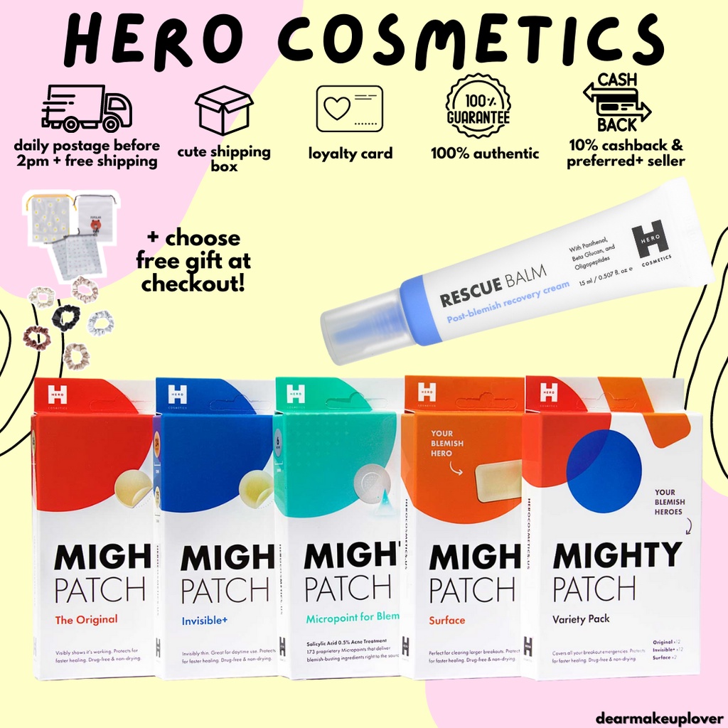 Hero Cosmetics, Rescue Balm Post Blemish Recovery Mighty Patch Surface ...