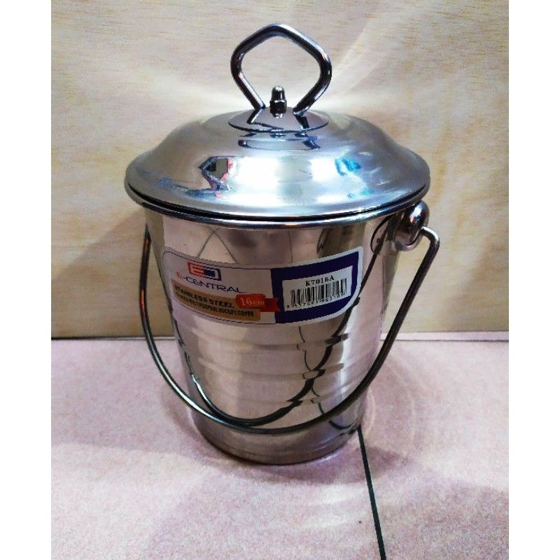 Stainless Steel Multipurpose Bucket / Pail with Cover⚡白钢盖桶⚡Baldi Steel ...