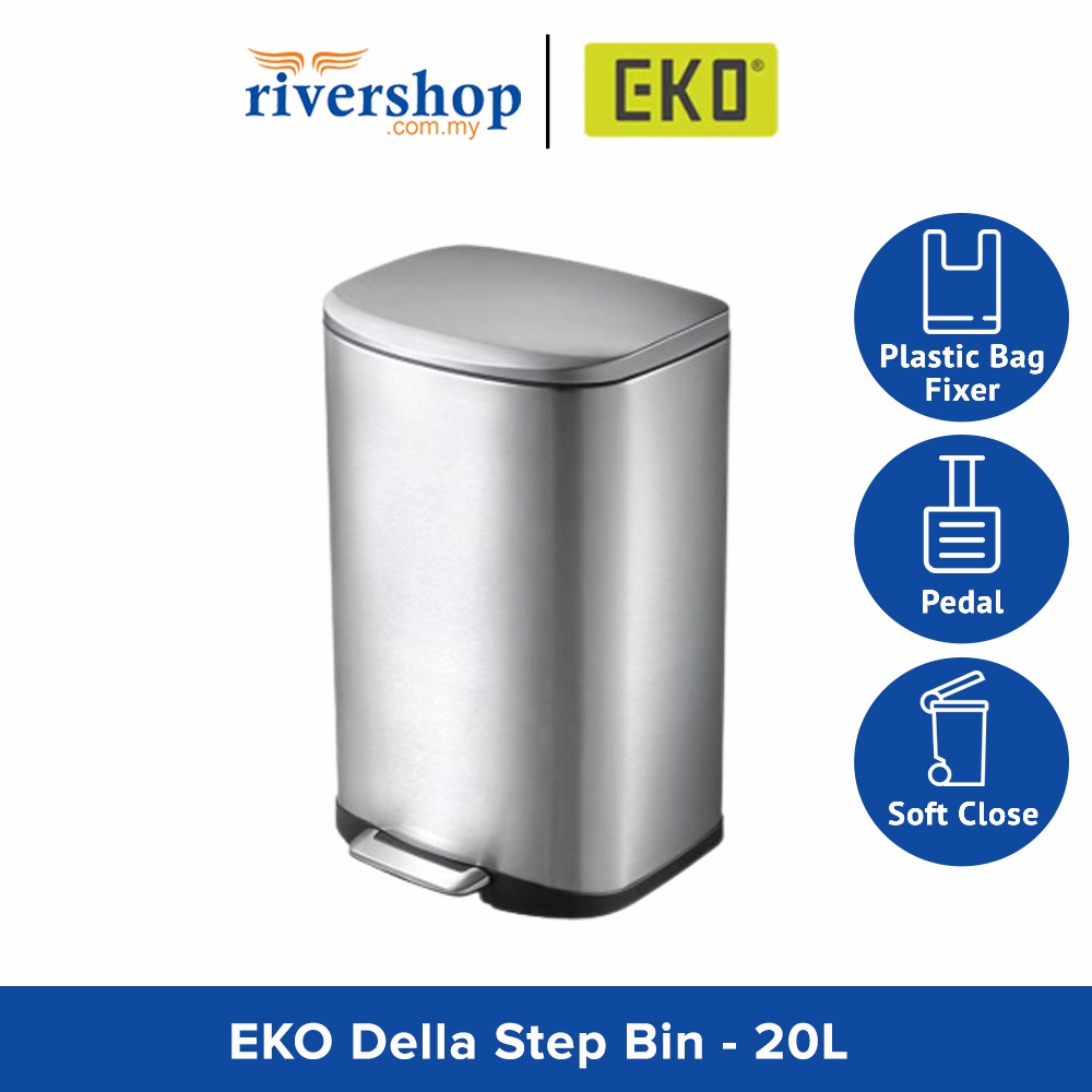 EKO Della Step On Bin EK9366MT - 20L Stainless Steel Dustbin Rubbish ...