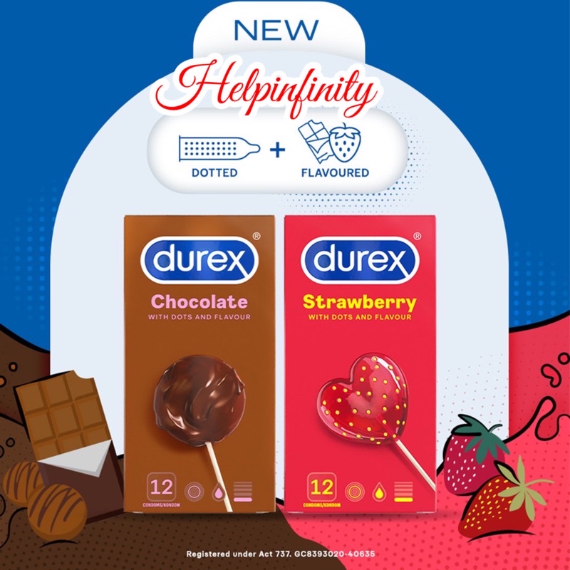 Durex Chocolate Condom 12s / Condom Strawberry Condom 12s With Dots & Flavours | Shopee Malaysia