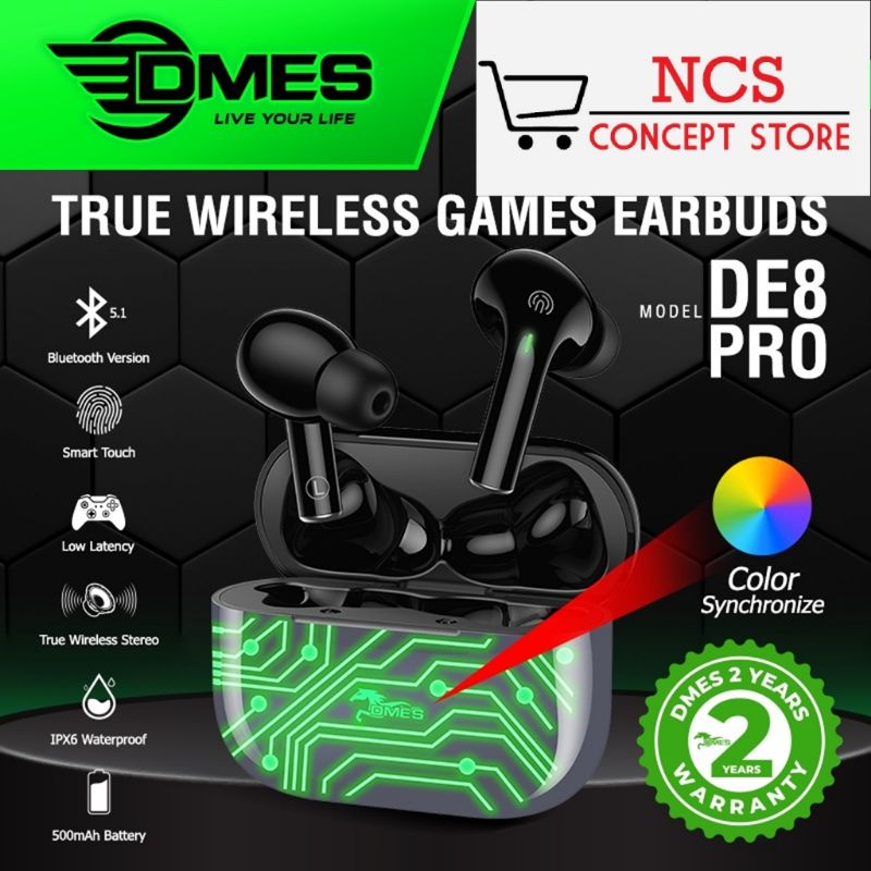 DMES DE8 PRO True Wireless Games Earbuds Bluetooth 6.0 IPX6 Waterproof ...