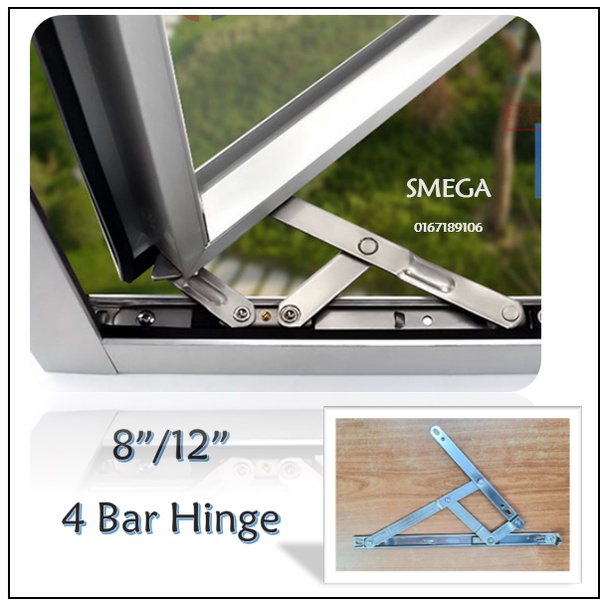 8inch / 12inch Steel 4 bar Hinge for Casement Window Tingkap 四连杆 ...