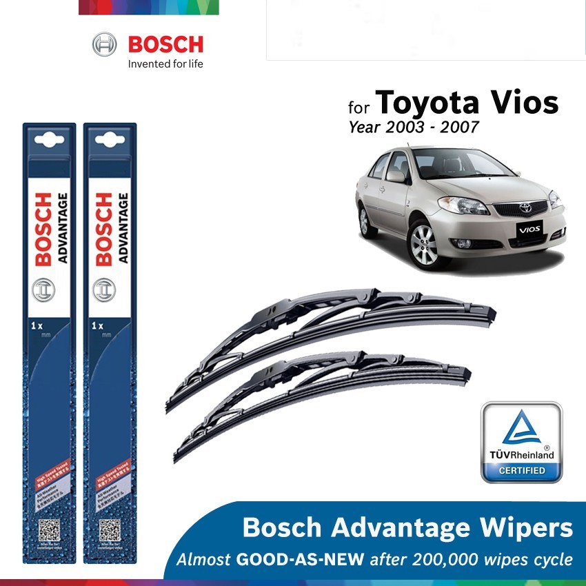 Bosch Advantage U Hook Wiper Set for Toyota Vios NCP42 (20"/14 ...
