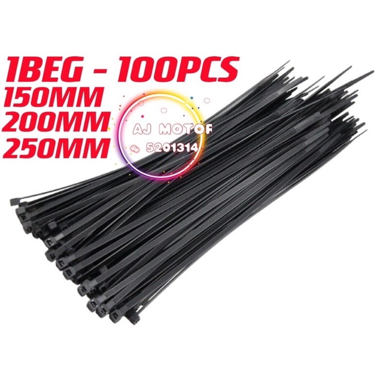 1BEG-100PCS CABLE TIE NYLON WIRE 6"8"10" PENGIKAT WAYAR KABEL TIES ZIP ...
