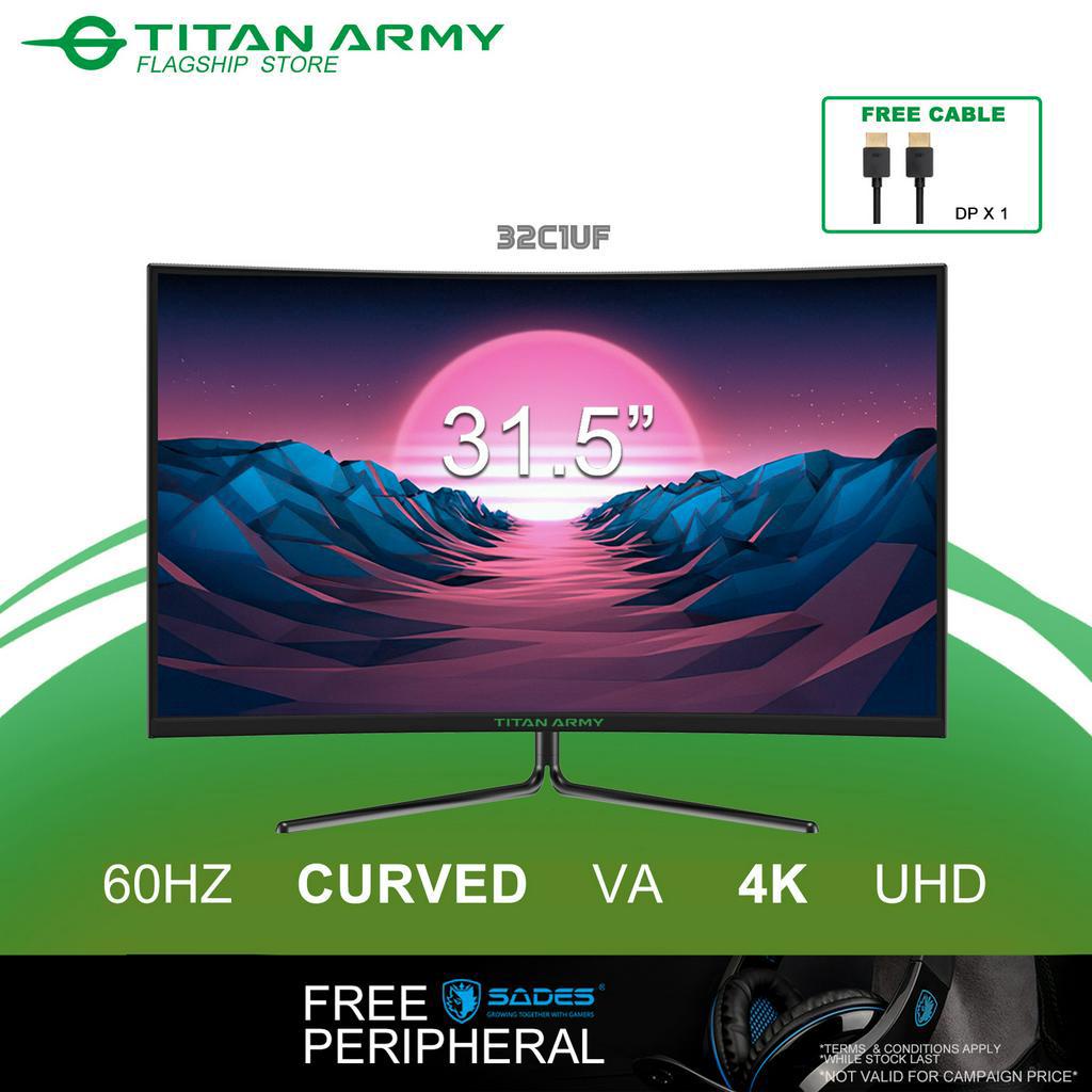 TITAN ARMY 32" UHD 4K R1500 Curved 60Hz HDR400 Monitor (32C1UF ...