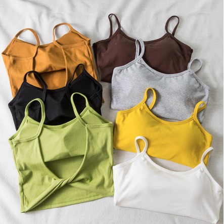 003 Women Sleeveless Backless Tank Tops Solid Color Camisoles | Shopee ...