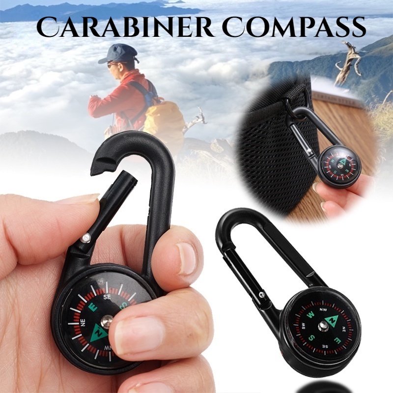 2 In 1 Double-Sided Mini Compass with Keychain/ Outdoor Camping Hiking ...