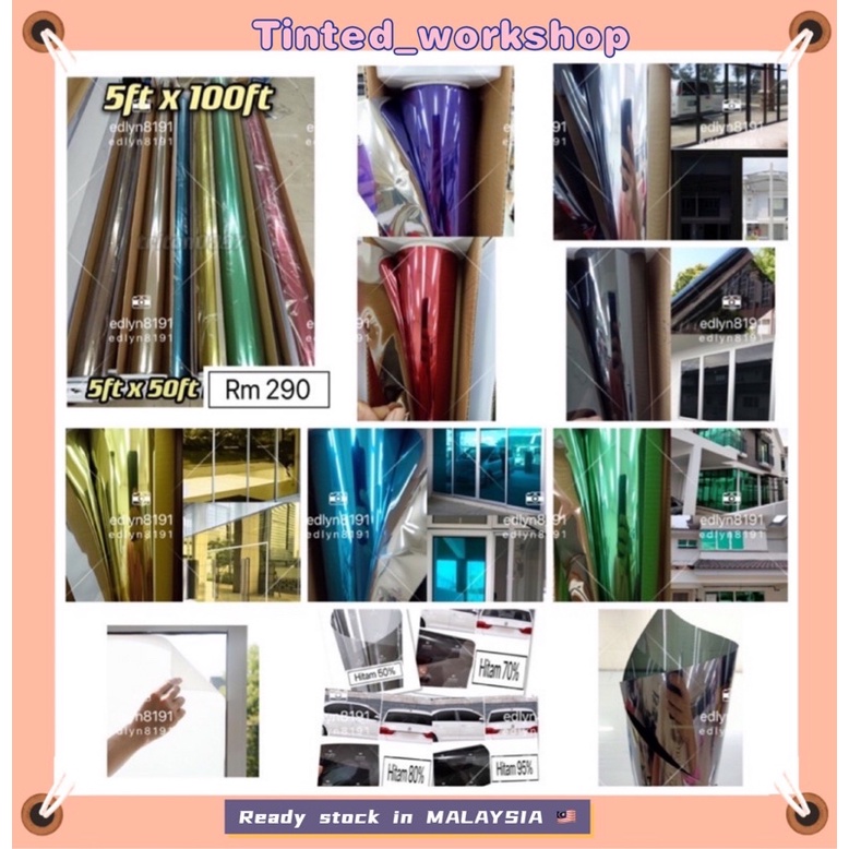 🇲🇾 tinted rumah 1roll/tinted roll /tinted rumah/window film/Reflective ...