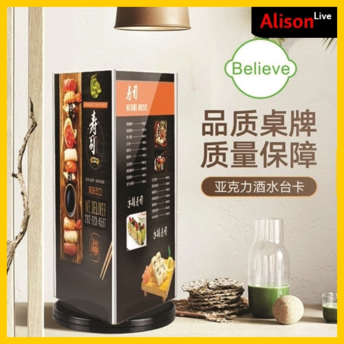 Clear Acrylic 3 Side Rotatable Table Menu Display Stand Triangle Menu ...