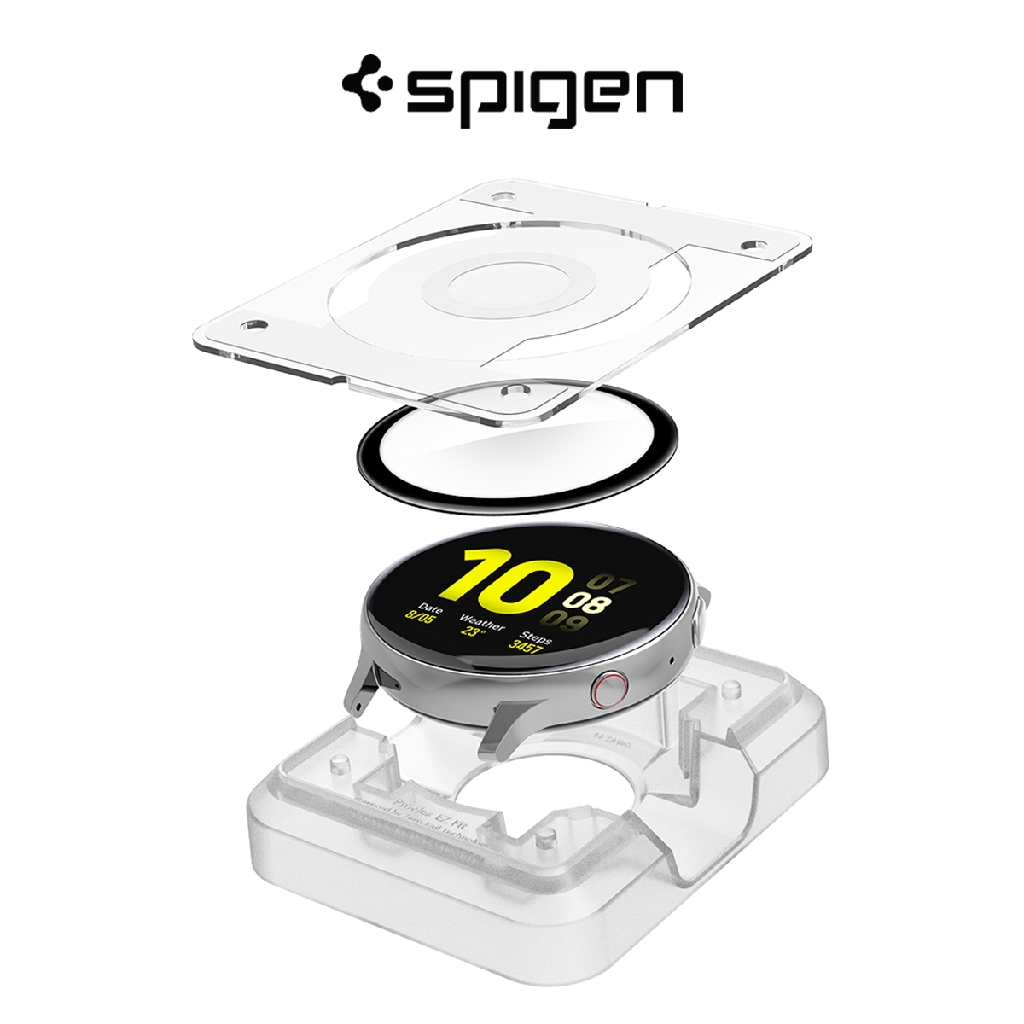 Spigen [2 Pack] Galaxy Watch Active 2 (44mm) Screen Protector Pro Flex EZ Fit with Installation ...