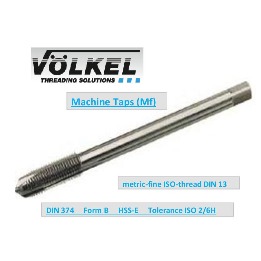Volkel Machine Taps (Mf) 14~17 Spiral Point Metric-Fine ISO-Thread DIN ...
