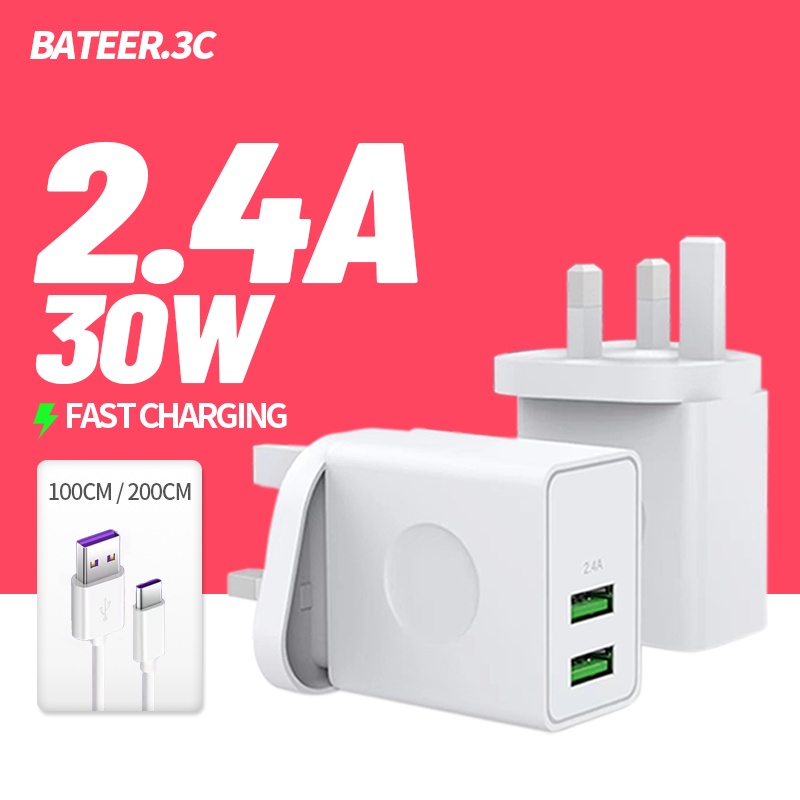 Fast Quick Charging 30W 2.4A Power Adapter Double USB to iP Android ...