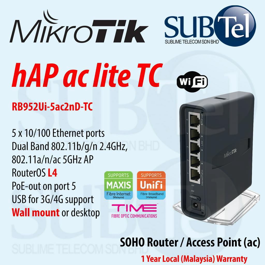 Mikrotik hAP ac lite TC WiFi Router 5 port with POE Dual Band AP Access ...