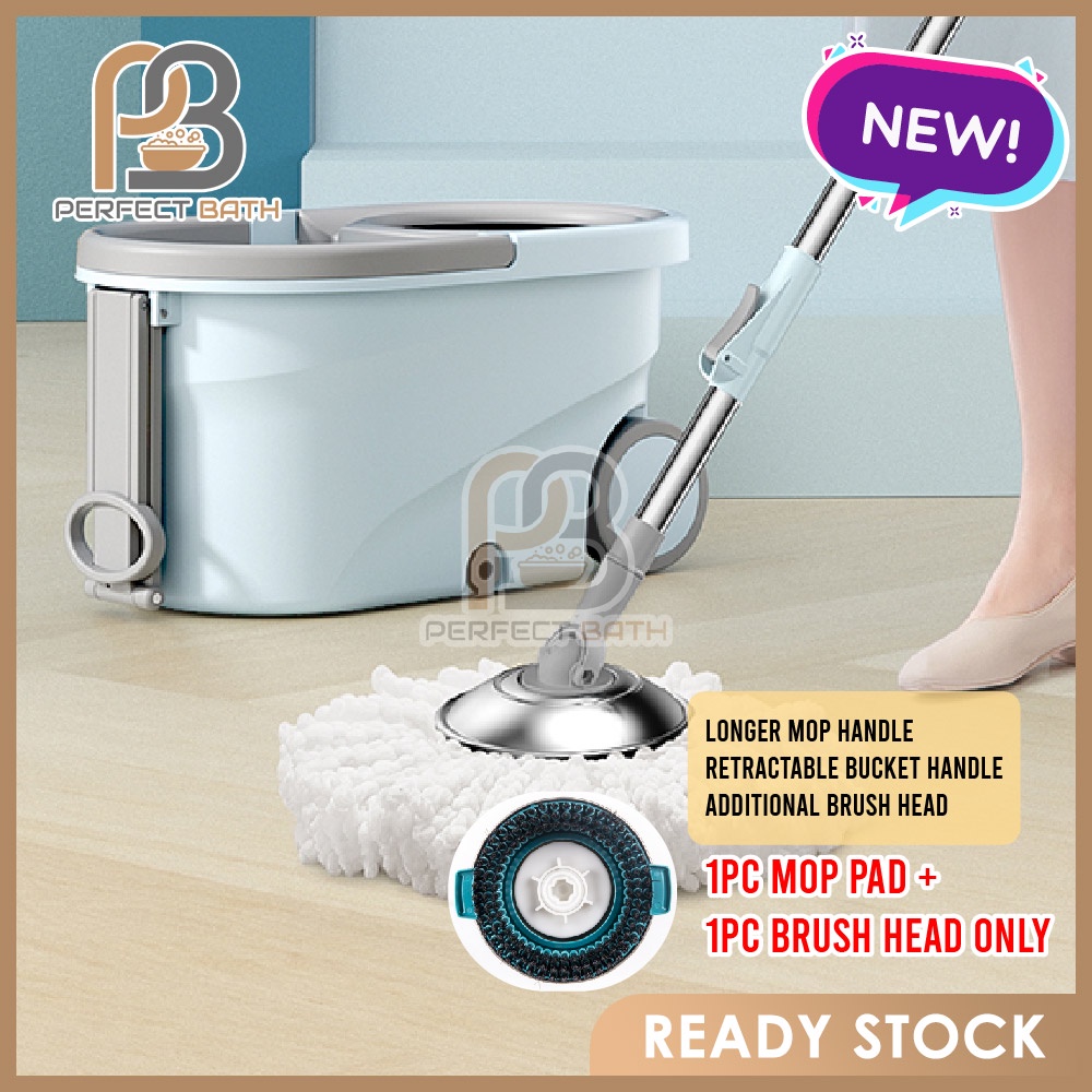 Perfect Bath 360° Spin Mop Set Cleaning Tool Wheel Bucket Microfiber ...
