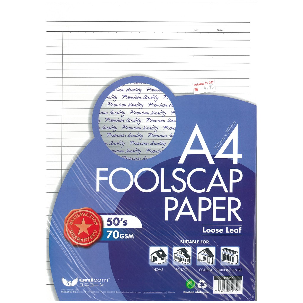 UNICORN A4 FOOLSCAP PAPER ( LOOSE LEAF) | Shopee Malaysia