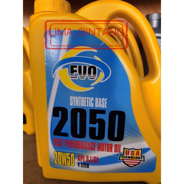 EVO ENGINE OIL 20W-50 USA TECHNOLOGY BEST PERFORMANCE OIL 4L | Shopee ...
