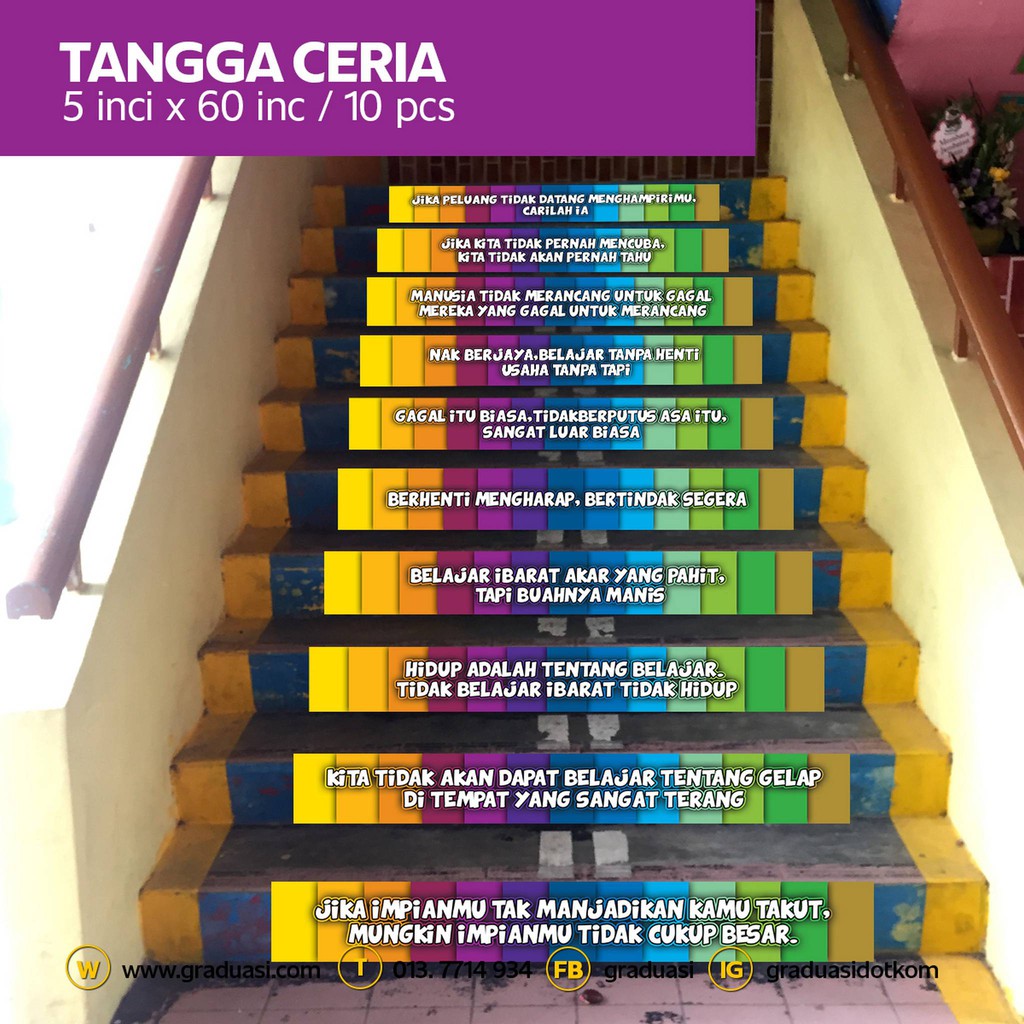 Tangga sekolah ceria, motivasi pelajar, saiz kecil 5x36 inc #tgg ...