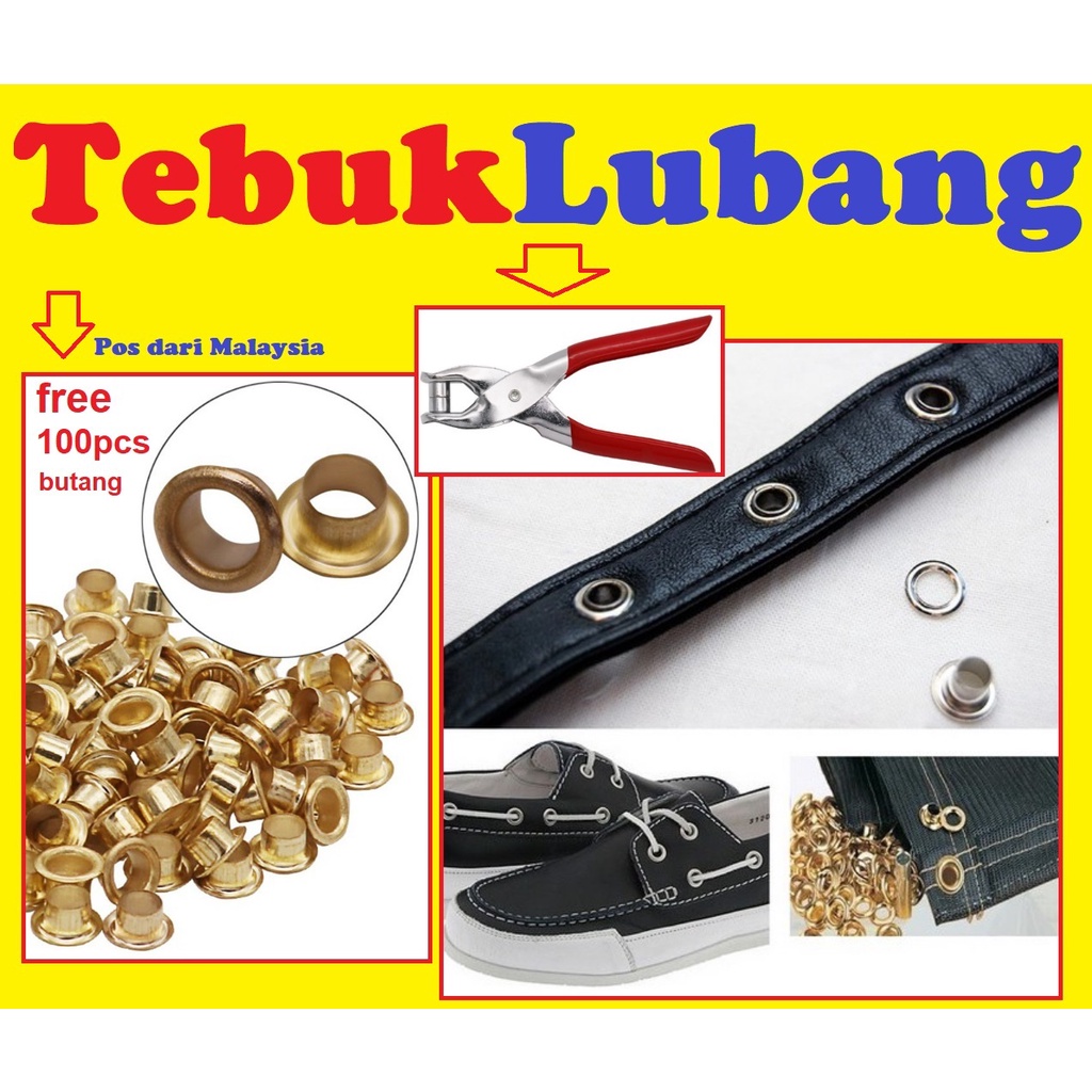 Playar Tebuk Penebuk Lubang Butang Puncture Eyelet Grommet Plier Hole ...